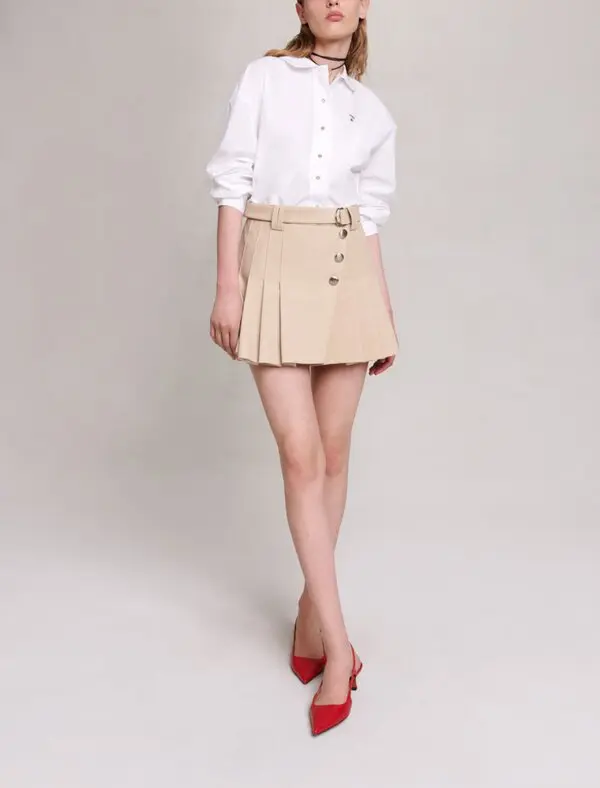 Maje Pleated Mini-skirt - Beige