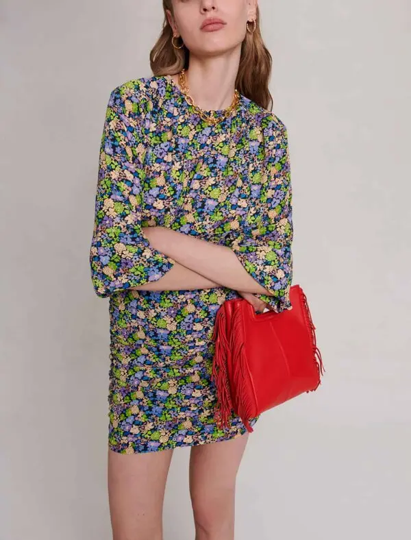 Maje Short Dress With Floral Print