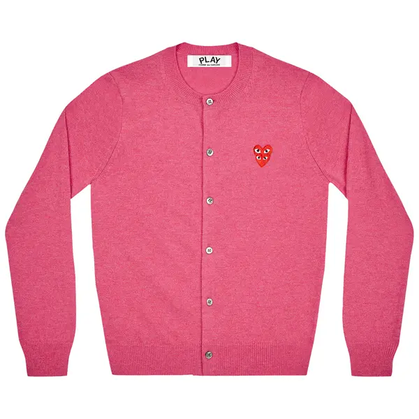 Play Comme Des Garcon Wool Layered Double Heart Cardigan - Pink