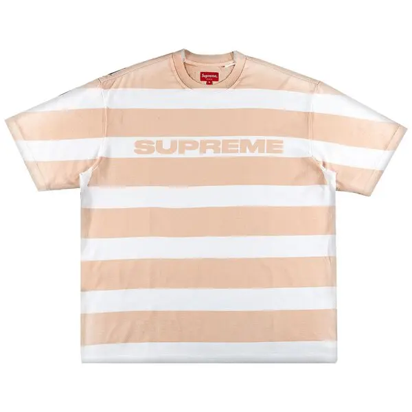 Supreme Printed Stripe Short-sleeve Top 'peach - Orange
