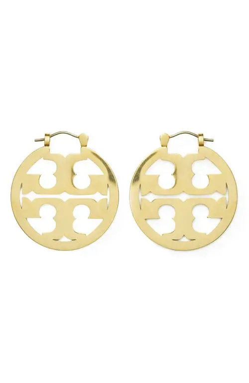 Tory Burch Logo Hoop Earrings - Tory Gold