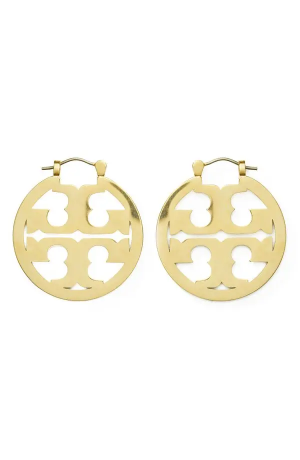 Tory Burch Logo Hoop Earrings