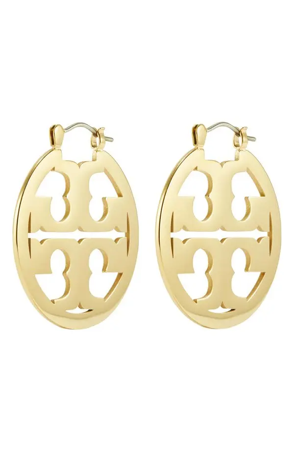 Tory Burch Logo Hoop Earrings