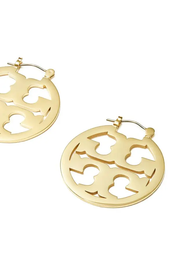 Tory Burch Logo Hoop Earrings