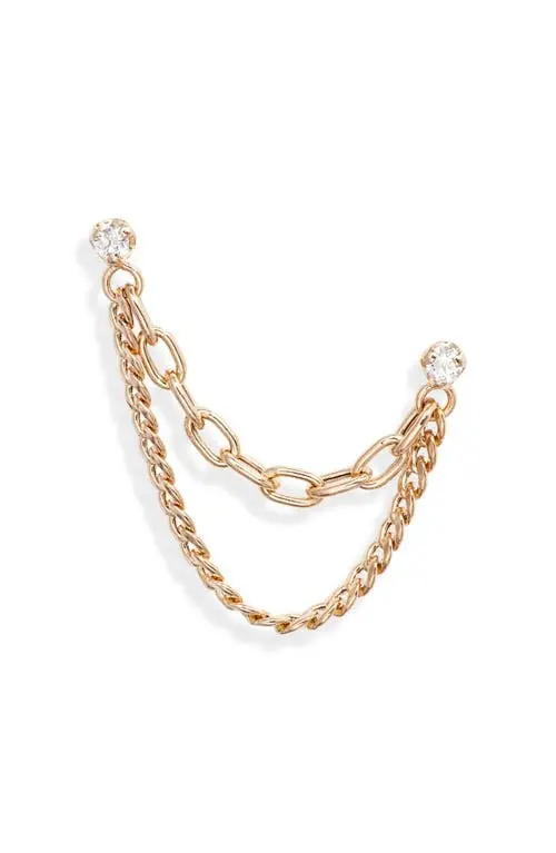 Zoe Chicco Diamond And Chain Double Stud Earring - Yellow