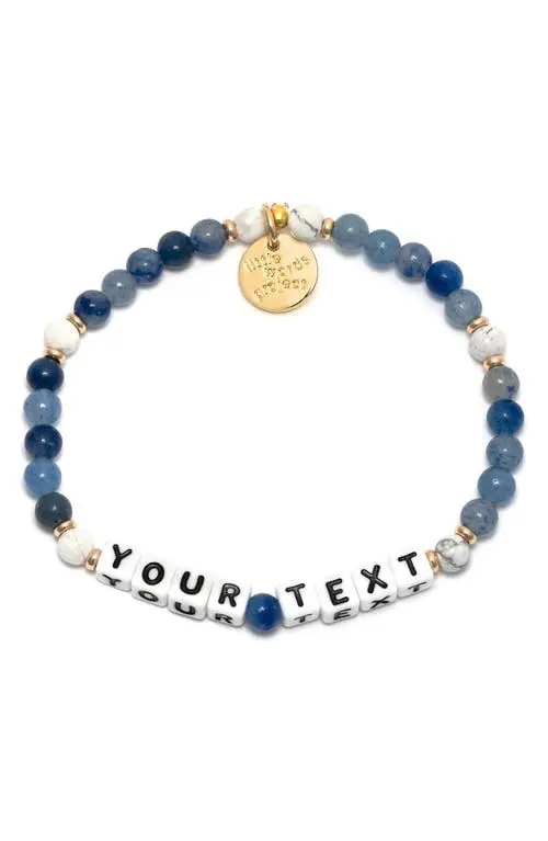 LITTLE WORDS PROJECT Bluestone Custom Beaded Stretch Bracelet - Blue White