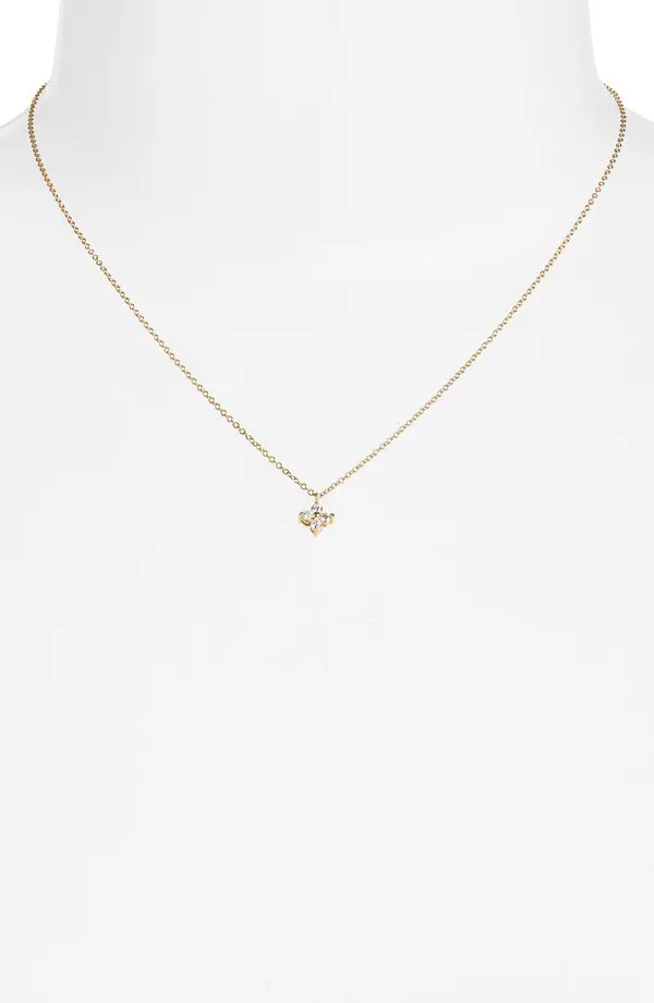 Zoe Chicco Diamond Flower Pendant Necklace - 14k Yellow Gold