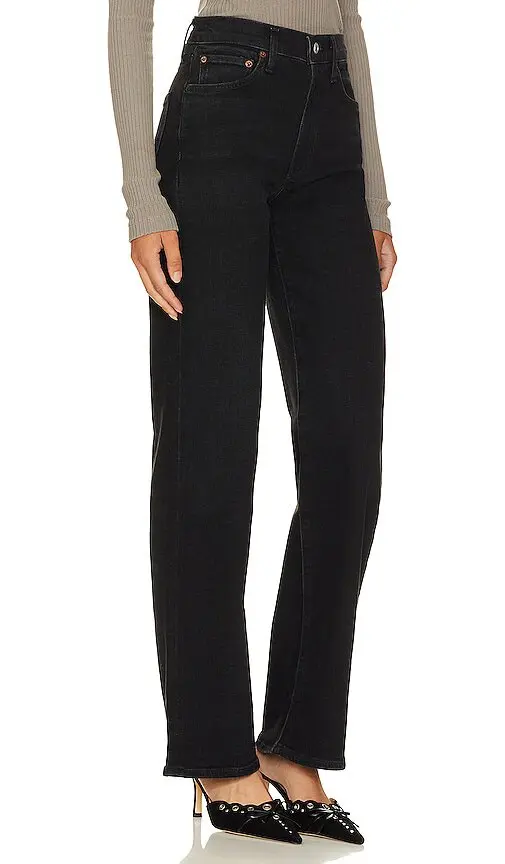 AGOLDE Harper Mid Rise Wide Straight In Black - Hush