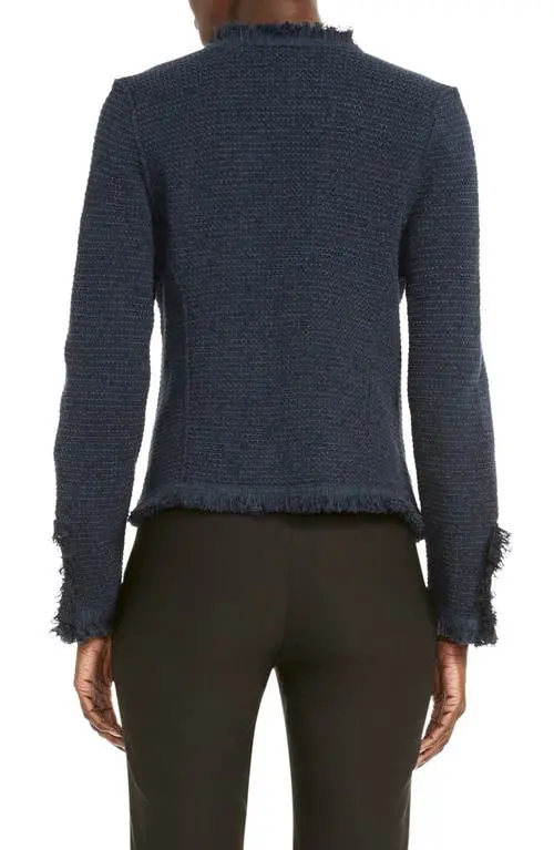 NIC+ZOE Fringe Mix Knit Jacket - Dark Indigo