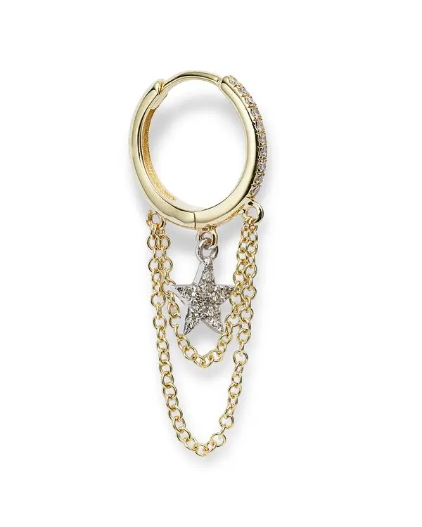 Meira T 14k Diamond Star Hoop Earrings
