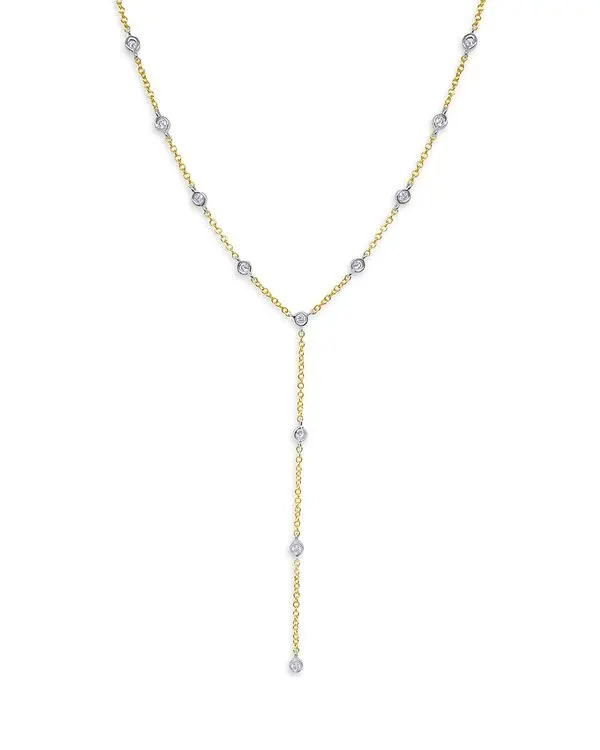 Meira T 14k Gold Diamond Lariat Necklace - Gold/white