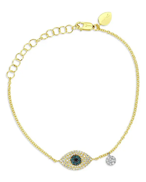 Meira T 14k Yellow Gold Diamond Evil Eye Bracelet - Blue/gold