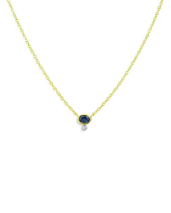 Meira T 14k Yellow And White Gold Sapphire And Diamond Accent Pendant Necklace - Blue/gold