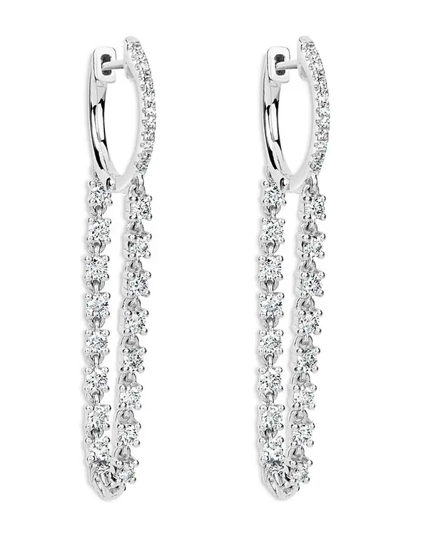 Meira T 14k Gold Diamond Chain Drop Hoop Earrings - White