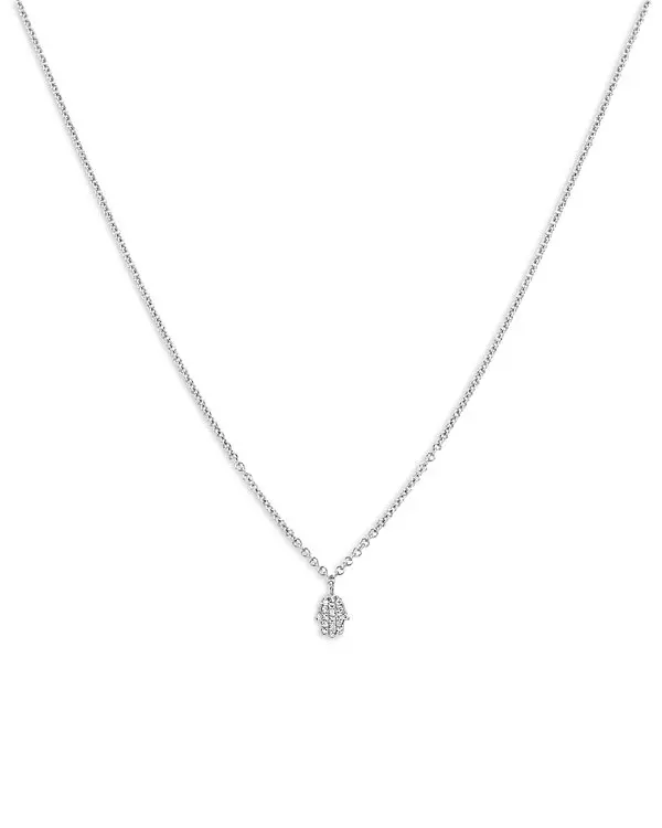 Meira T 14k Gold Diamond Hamsa Hand Pendant Necklace - White