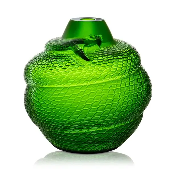 Lalique Serpent Vase - Amazon Green