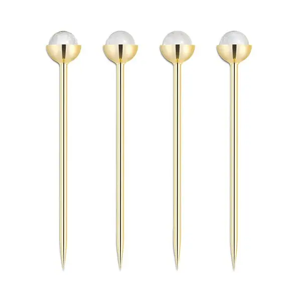 ANNA NEW YORK Hospitality Cocktail Picks, Set Of 4 - Gold/crystal