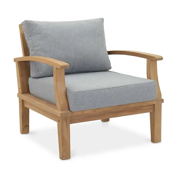 MODWAY Marina Outdoor Patio Teak Armchair - Natural Gray