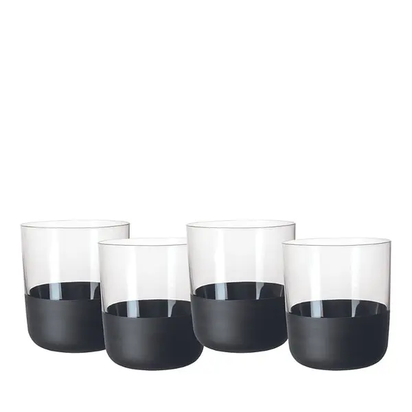 VILLEROY & BOCH Manufactire Rock Double Old Fashioned Glass, Set Of 4 - Black/clear
