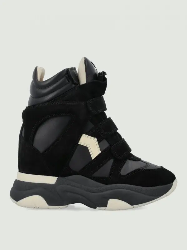 Isabel Marant Étoile Balskee High-top Leather Wedge Trainers With Velcro - Black