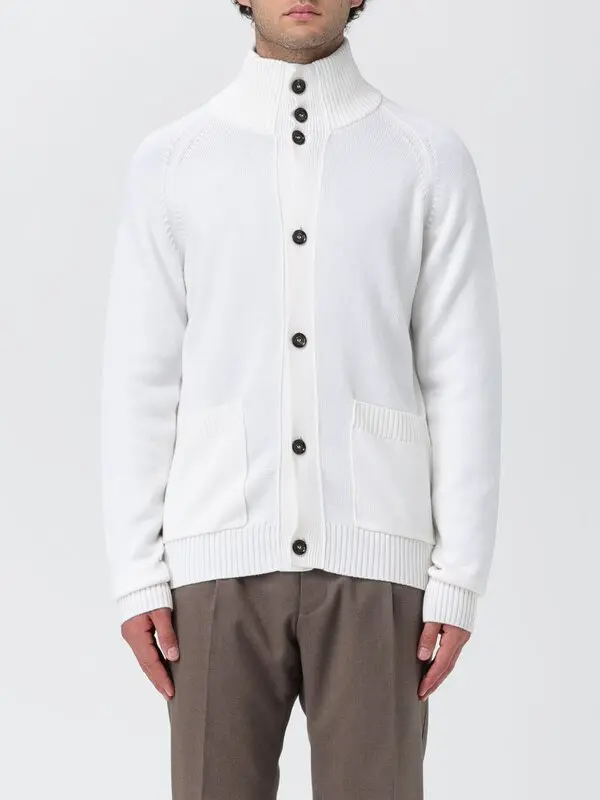 PAOLO PECORA Button-up Sweater With High Neck - Cream