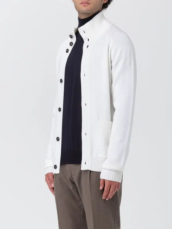 PAOLO PECORA Button-up Sweater With High Neck - Cream
