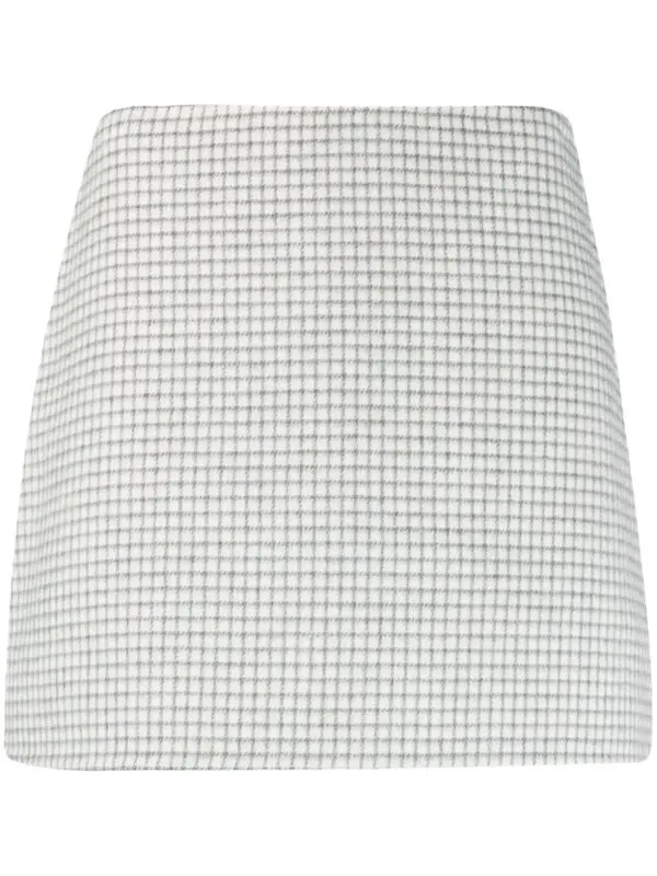 Theory Checked Wool Miniskirt