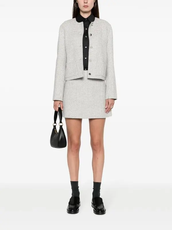 Theory Checked Wool Miniskirt