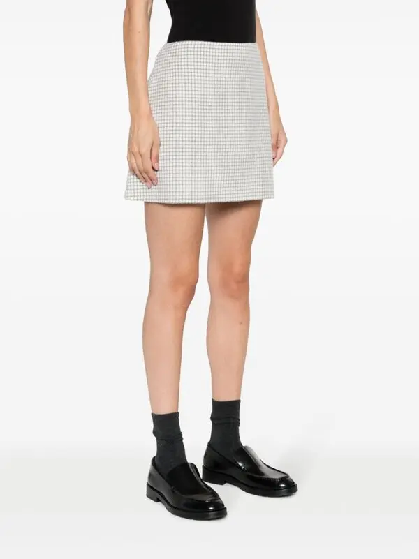 Theory Checked Wool Miniskirt