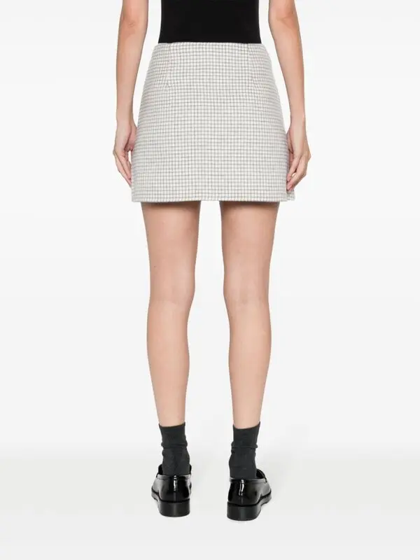 Theory Checked Wool Miniskirt