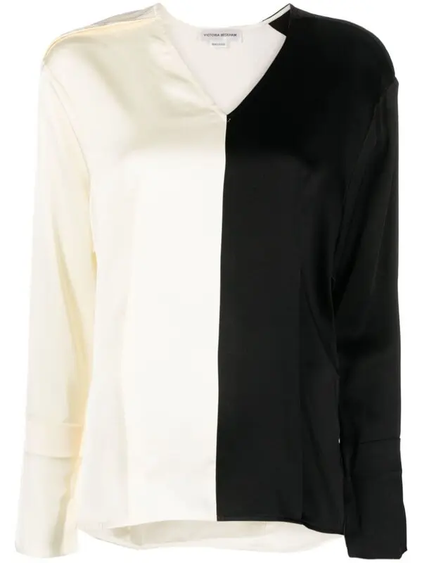 Victoria Beckham Colour-block V-neck Blouse