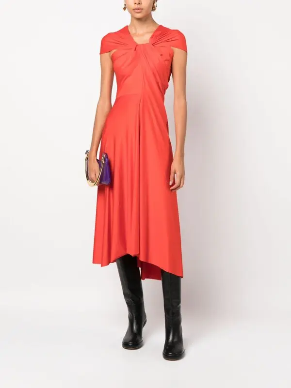 knee length dresses for ladies Asymmetrical Draped Midi Dress main image 1
