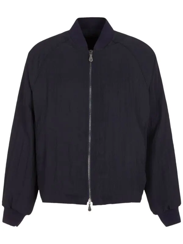 Giorgio Armani Crinkled Zip-up Bomber Jacket