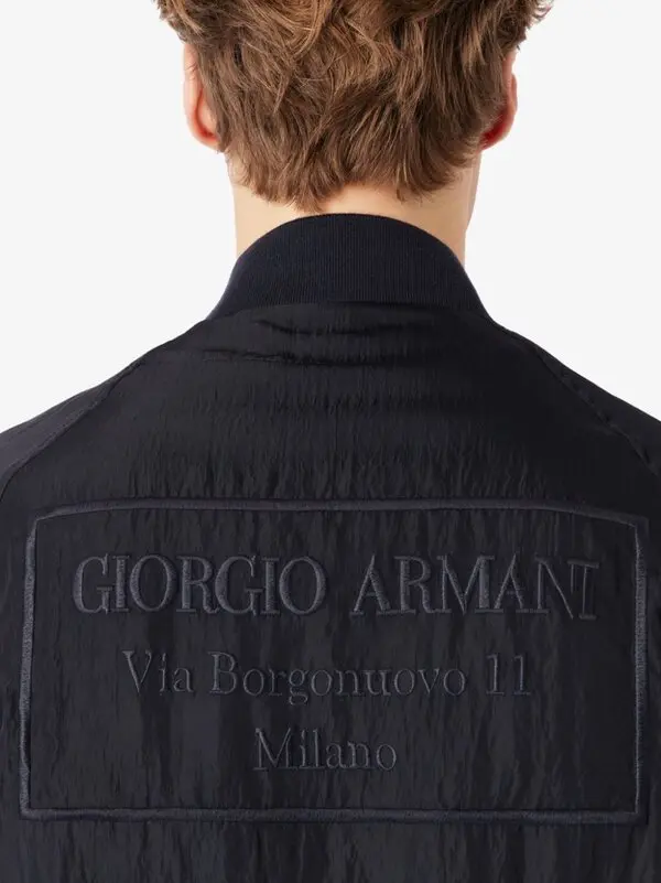 Giorgio Armani Crinkled Zip-up Bomber Jacket