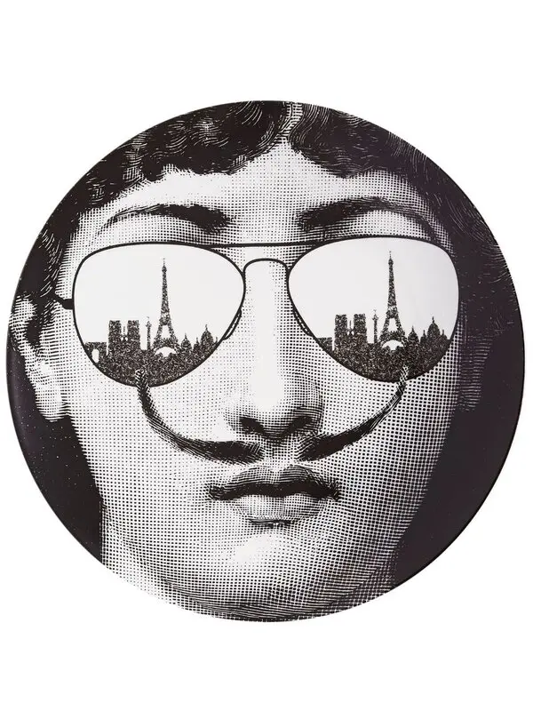 FORNASETTI Lina Cavalieri Porcelain Plate - Black