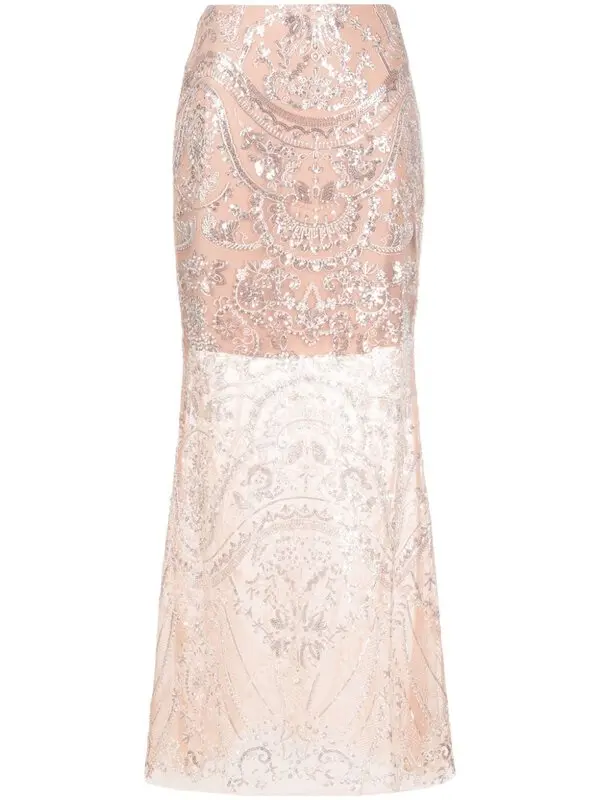 SELF-PORTRAIT Bead-embellished Layered Skirt