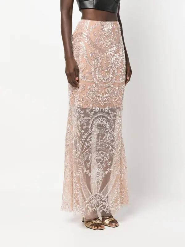 SELF-PORTRAIT Bead-embellished Layered Skirt