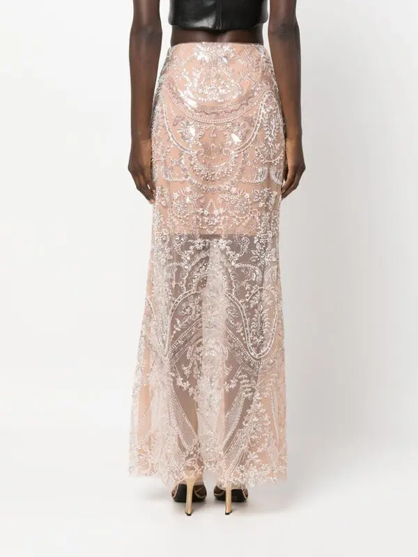 SELF-PORTRAIT Bead-embellished Layered Skirt