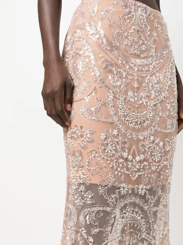 SELF-PORTRAIT Bead-embellished Layered Skirt