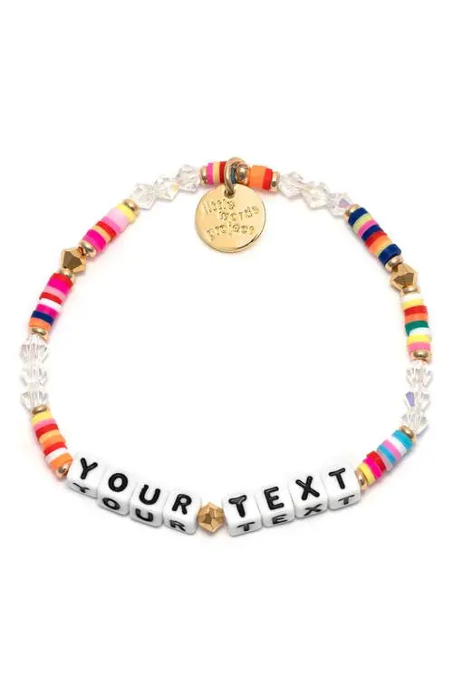 LITTLE WORDS PROJECT Custom Beaded Stretch Bracelet - White/ Rainbow Multi