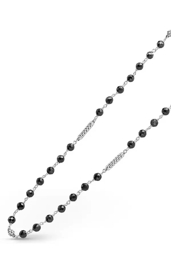 Lagos Caviar Icon Ceramic Beaded Necklace - Silver