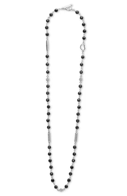 Lagos Caviar Icon Ceramic Beaded Necklace - Silver
