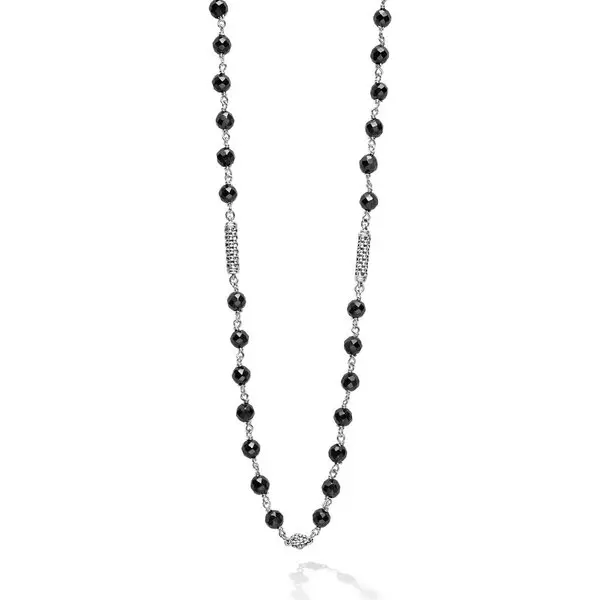 Lagos Caviar Icon Ceramic Beaded Necklace - Silver