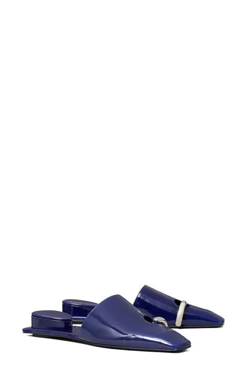 Tory Burch Pierced Leather Mule - Dark Blue/silver