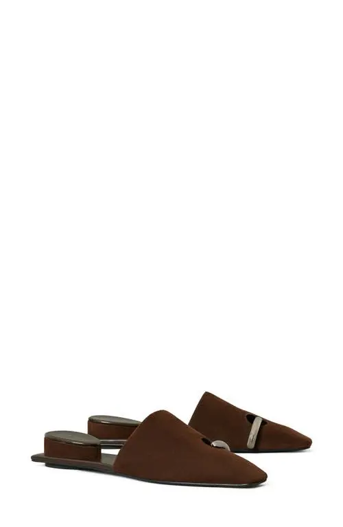 Tory Burch Pierced Leather Mule - Dark Cocoa/silver