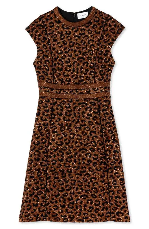 St. John Sequin Leopard Jacquard Dress