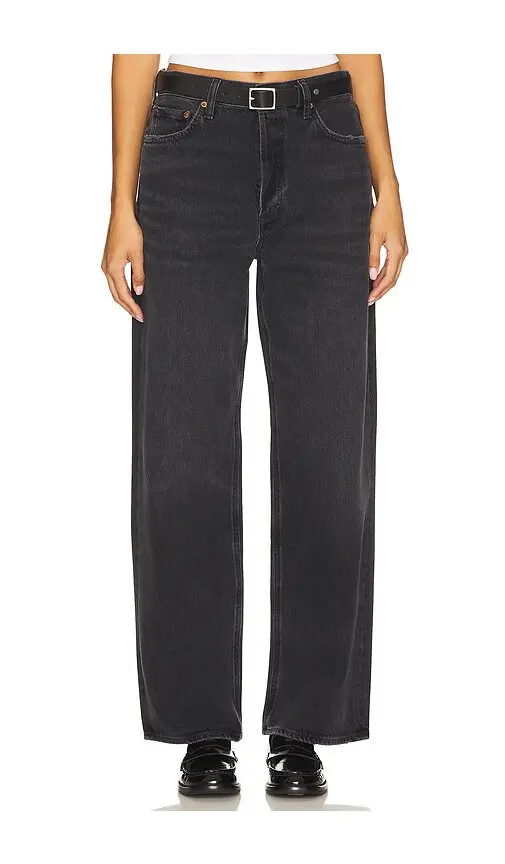 AGOLDE Low Slung Baggy Jeans In Black Corduroy - Recess
