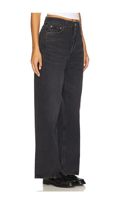 AGOLDE Low Slung Baggy Jeans In Black Corduroy - Recess