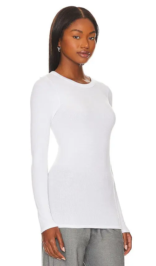 Enza Costa Silk Knit Long Sleeve Crew - White