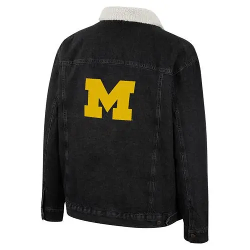 COLOSSEUM X WRANGLER Michigan Wolverines Western Button-up Denim Jacket